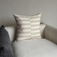 China Reversible Clean Stripe Cotton Throw Pillow 45x45cm – Refined Linear Pattern & Solid Cushion with Feather Insert, Modern Everyday Accent Pillow for sale