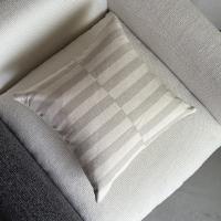 China Reversible Clean Stripe Cotton Throw Pillow 45x45cm – Refined Linear Pattern & Solid Cushion with Feather Insert, Modern Everyday Accent Pillow for sale