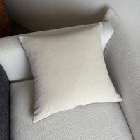 China Reversible Neutral Striped Cotton Throw Pillow 45x45cm – Soft Gray & Ivory Cushion with Feather Insert, Minimalist Modern Accent Pillow for sale