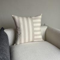 China Reversible Micro Stripe Throw Pillow with 80% Cotton 20% Linen Cover and 100% Feather Insert Cushion for sale