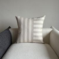 China Reversible Micro Stripe Throw Pillow with 80% Cotton 20% Linen Cover and 100% Feather Insert Cushion for sale