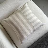 China Reversible Micro Stripe Throw Pillow with 80% Cotton 20% Linen Cover and 100% Feather Insert Cushion for sale