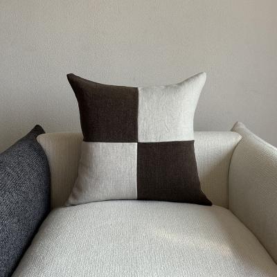China Modern 100% Linen Throw Pillow with Feather Insert in Neutral Brown Beige for Living Room for sale