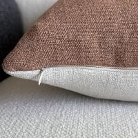 China Warm Caramel Linen Color Block Pillow 45x45cm – 100% Linen Cushion with Feather Filling for Cozy Home Decor for sale