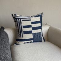 China Modern Blue Geometric Throw Pillow 45x45cm – 100% Cotton with 100% Feather Filling for Contemporary Decor for sale