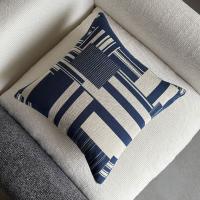 China Modern Blue Geometric Throw Pillow 45x45cm – 100% Cotton with 100% Feather Filling for Contemporary Decor for sale