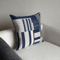 China Modern Blue Geometric Throw Pillow 45x45cm – 100% Cotton with 100% Feather Filling for Contemporary Decor for sale