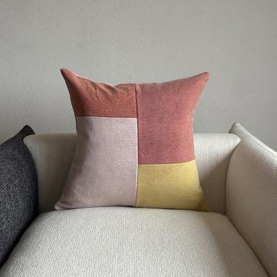 China Reversible 100% Cotton Throw Pillow with Feather Insert – Soft Pastel Cushion for Sofa & Bedroom for sale