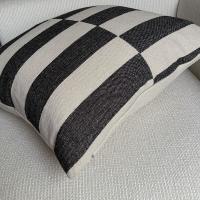 China Reversible Black White Striped Throw Pillow with 55% Linen 45% Viscose Cover and 100% Feather Filling for sale