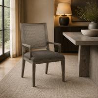 China Solid Wood Cane Back Upholstered Dining Armchair CYC-051 for sale