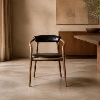 China Curved Wood Leather Dining Armchair CYC-068 for sale