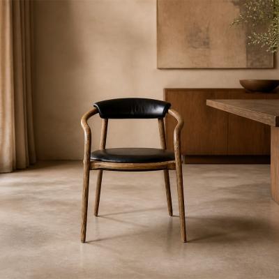 China Curved Wood Leather Dining Armchair CYC-068 for sale