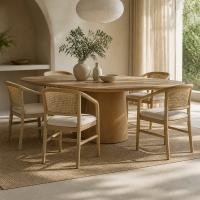China Solid Wood Cane Back Upholstered Dining Armchair CYC-074 for sale