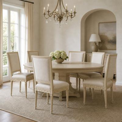 China Classic Carved Solid Wood Upholstered Dining Chair-French Style CYC-076 for sale
