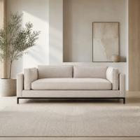 China Modern Contemporary 3-Seater Upholstered Sofa with Black Metal Base  SF-003 for sale