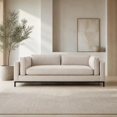 China Modern Contemporary 3-Seater Upholstered Sofa with Black Metal Base  SF-003 for sale