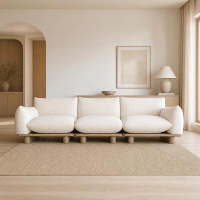 China Scandinavian Modular 3-Seater Boucle Sofa with Solid Wood Base SF-001 SET for sale