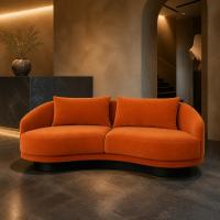 China Sculptural Curved 2-Seater Sofa in Burnt Orange Upholstery SF-010 for sale