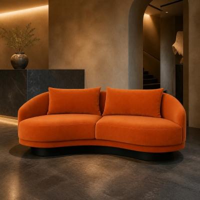 China Sculptural Curved 2-Seater Sofa in Burnt Orange Upholstery SF-010 for sale