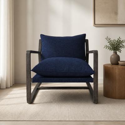 China Contemporary Navy Lounge Chair with Open Solid Wood Frame LG-5004 for sale