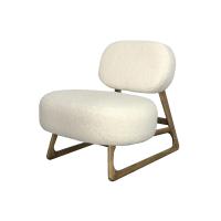 China Minimalist White Bouclé Armless Lounge Chair, Solid Wood  CYC-021-WHT for sale