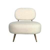 China Minimalist White Bouclé Armless Lounge Chair, Solid Wood  CYC-021-WHT for sale