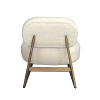 China Minimalist White Bouclé Armless Lounge Chair, Solid Wood  CYC-021-WHT for sale