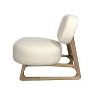 China Minimalist White Bouclé Armless Lounge Chair, Solid Wood  CYC-021-WHT for sale