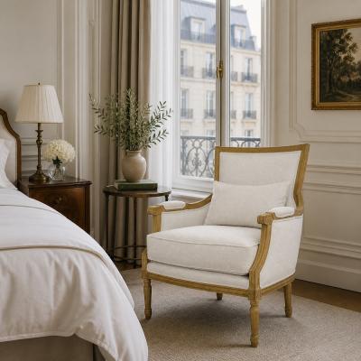 China French Neoclassical Solid Wood Upholstered Accent Chair, 1-Seater LG-5007 for sale