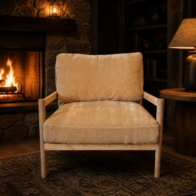 China Modern Rustic Solid Wood and Leather Lounge Chair, 1-Seater LG-5012 for sale