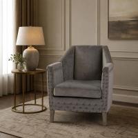 China Vintage Nailhead Velvet Accent Chair, Single Seat – CYC-044 for sale