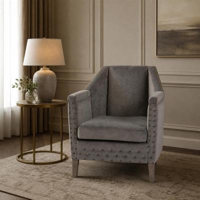 China Vintage Nailhead Velvet Accent Chair, Single Seat – CYC-044 for sale