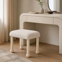 China Modern Cream Upholstered Vanity Stool with Ball-Foot Wood Legs OT-201 for sale