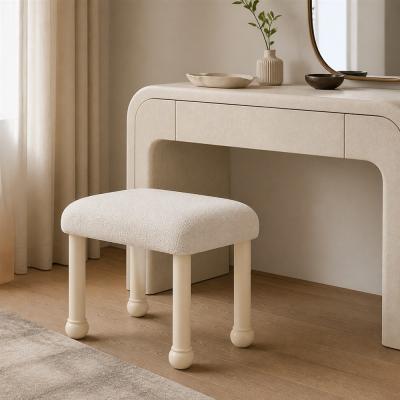 China Modern Cream Upholstered Vanity Stool with Ball-Foot Wood Legs OT-201 for sale