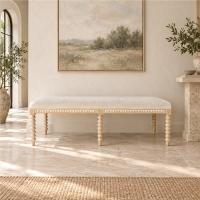 China French Country 3-Seat Upholstered Solid Wood Bench | BC-001 for sale