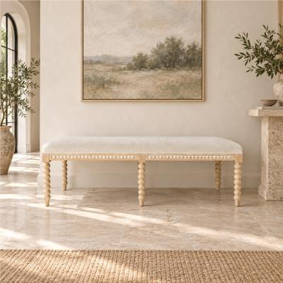 China French Country 3-Seat Upholstered Solid Wood Bench | BC-001 for sale