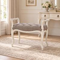 China French Provincial 2-Seat Tufted Vanity Bench | BC-004 for sale