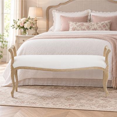 China French Country 2-Seat Ivory Upholstered Bench | BC-005 for sale