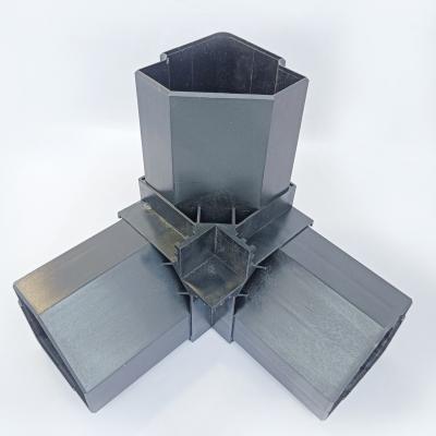 China Customized Plastic Parts PA Injection Molding Parts Black Color Corner Angle Connector for sale