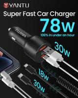China YANTU B33 78W PD Car Charger Dual USB Type-C and QC3.0 for Fast Charging 12-24v Voltage for sale