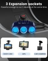 China YANTU B39 Portable Wired Charger Mini Car Charger Phone Charger 3 Socket 2 USB Cigarette Lighter for Car for sale