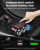 China 12V Car Mobile Charger with Dual USB QC PD Cigarette Lighter and Voltage Monitoring for sale