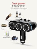 China YANTU B39 Black Wireless Quick Charge Car Charger -Chic Design with 2pcs Cigarette Lighter Interface for sale