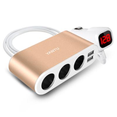 China Metal Material 12V 24V Wired Dual USB C Fast Car Charger Adapter with Voltage Monitoring for sale