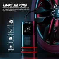 China Grey Black YANTU Portable Car Tire Inflator Pump 150PSI 7500mAH Wireless Pump With Jump Starter Power bank for sale