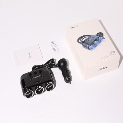 China Intelligent Controller Car Cigarette Lighter Adapter with 3 Sockets and Dual USB Ports for sale