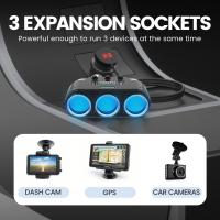 China 3 Cigarette Lighter USB Car Charger Adapter with Independent On/Off Switch YANTU B39 150W for sale