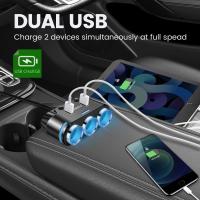 China 12V/24V Car Charger Adapter Cyberpunk Design Style 150W 2 USB Ports 3 Socket Universal for sale