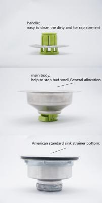 China American Patent Sink Strainer Stainless Steel Eco Friendly Odor Stopper 4 Inch for sale