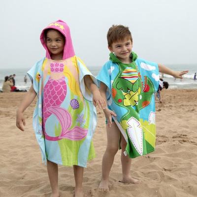 China Children's Microfiber Poncho Towel 60x120cm to 90x180cm Size Range 280-600gsm Custom Weight for sale